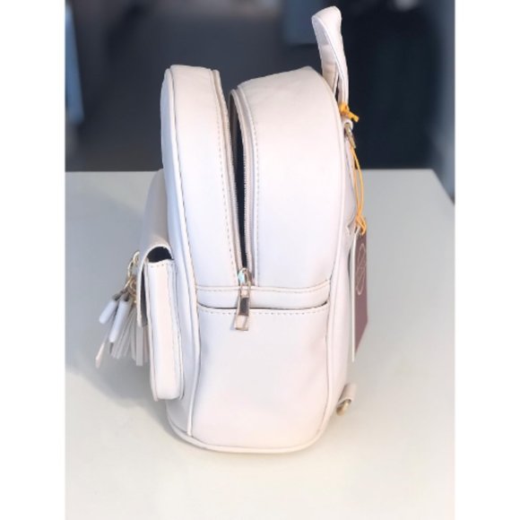 Bags | Women Beige Leather Cute Bowknot Small Backpack With Charm ...